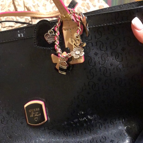 Guess | Bags | Guess Tote Bag With Charm Braceletkey Chain | Poshmark
